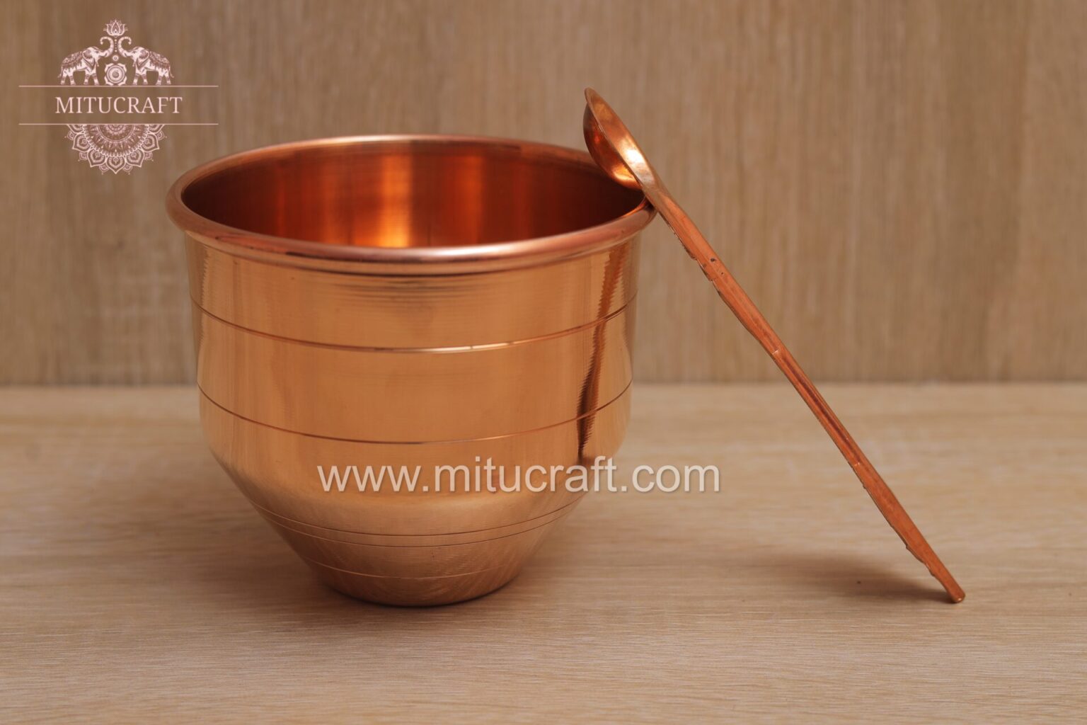 Brass Panchapatra With Spoon - Mitucraft.com