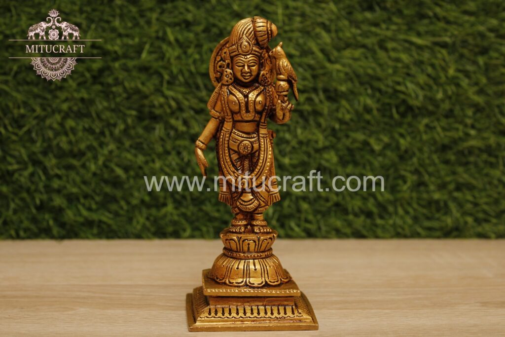 Brass Andal/Goda Devi Idol - Mitucraft.com