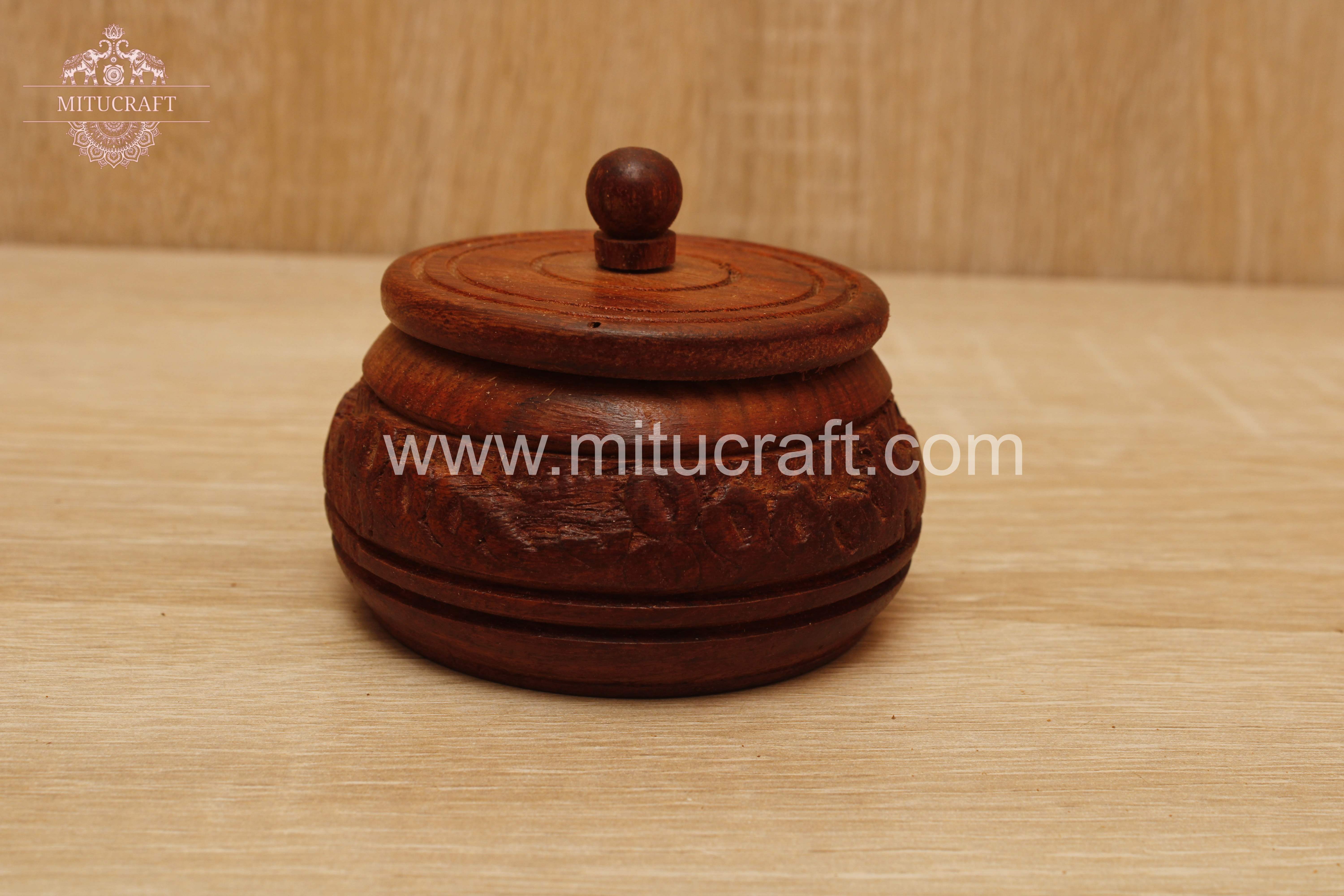 Wood Kumkum Box - Mitucraft.com