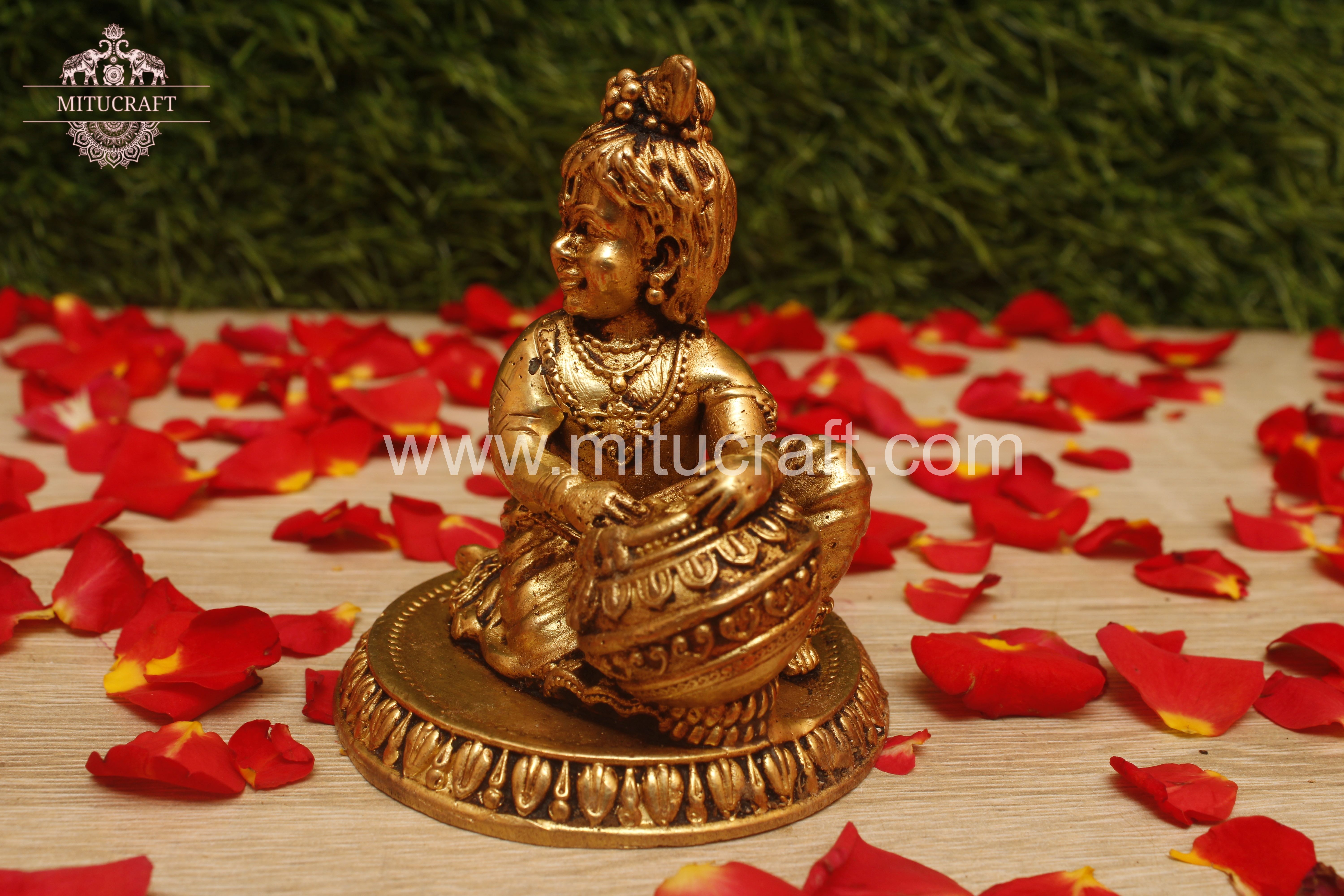Brass Krishnar Idol - Mitucraft.com
