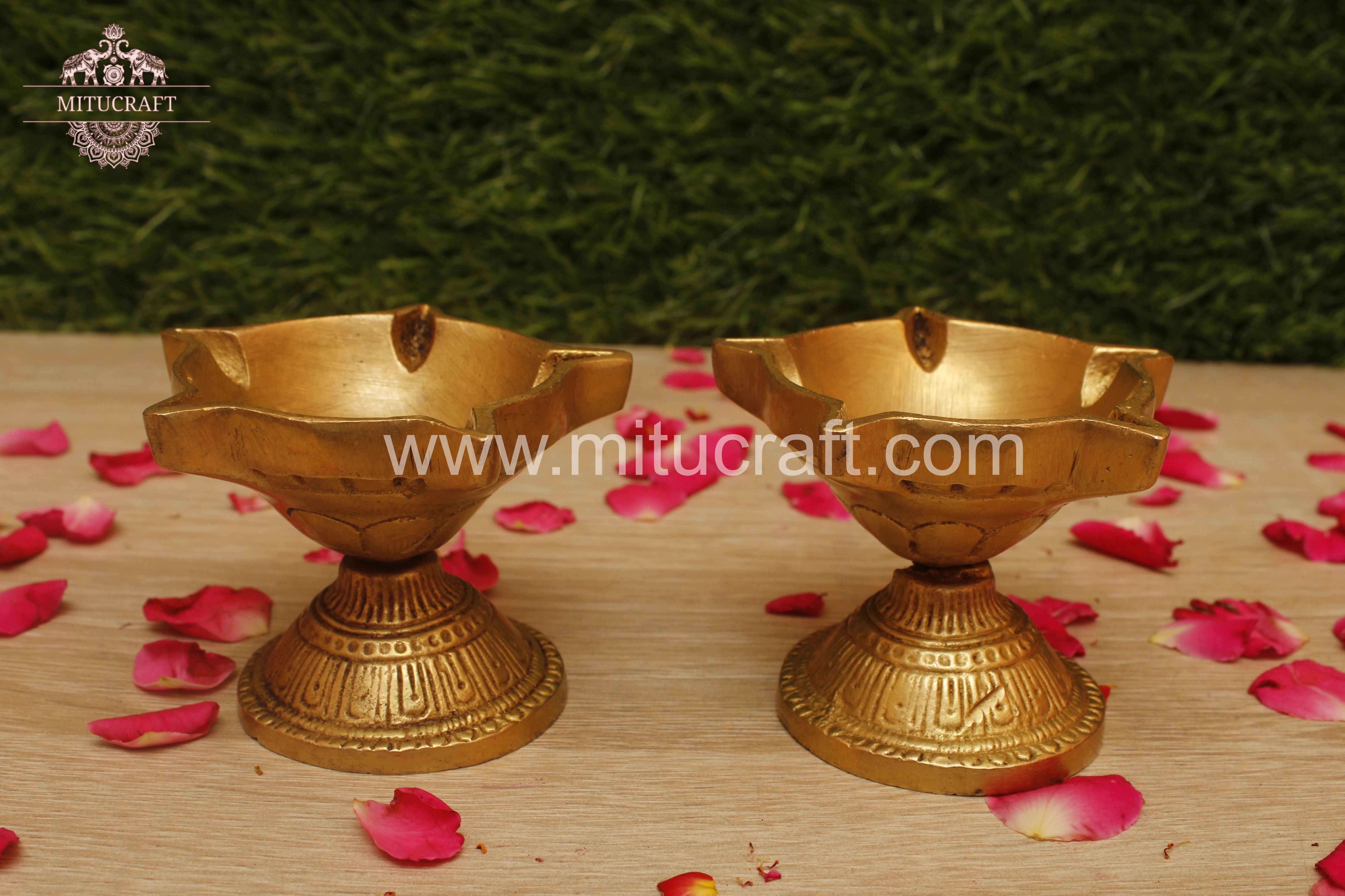 Brass Five Face Deepam - Mitucraft.com