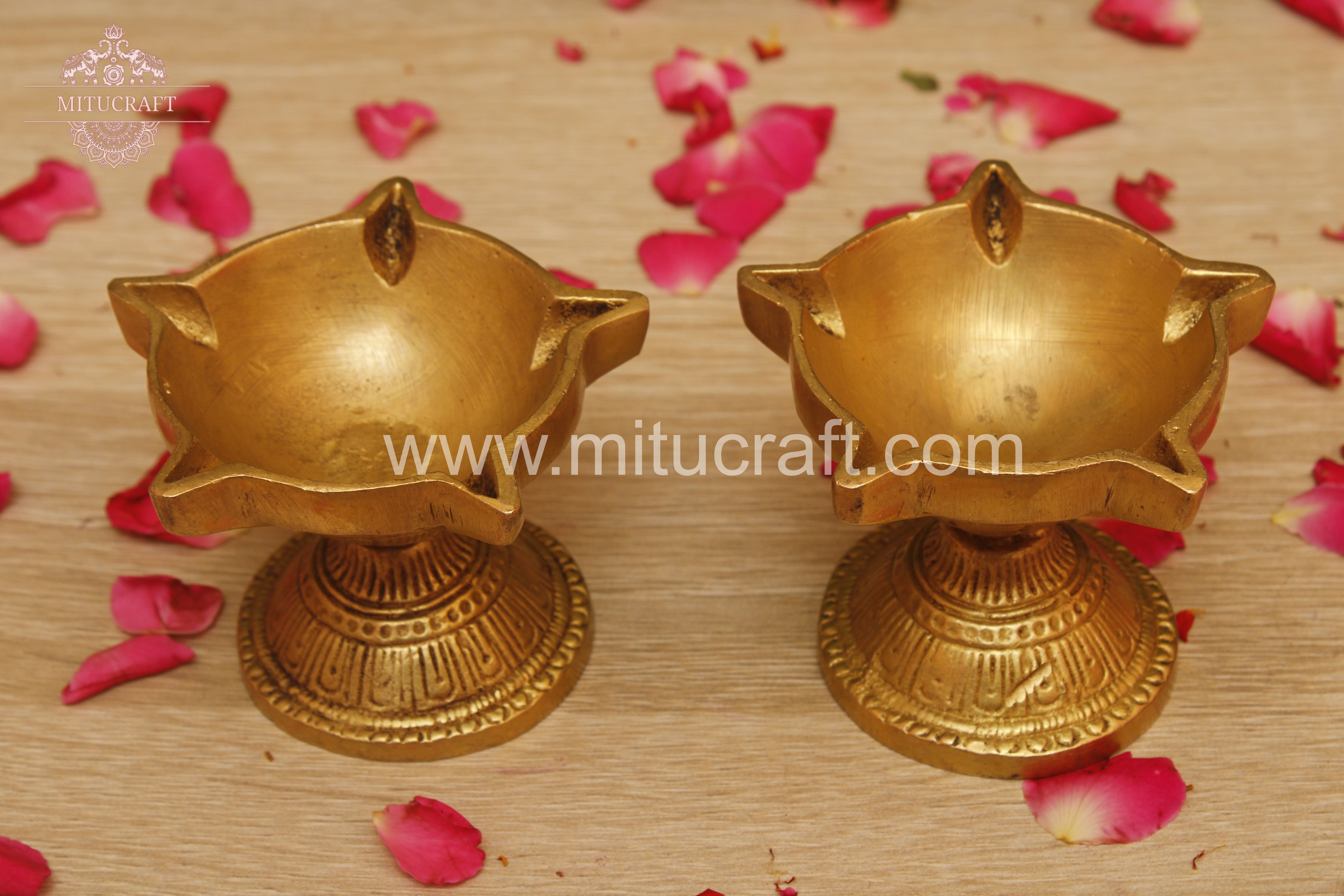 Brass Five Face Deepam - Mitucraft.com