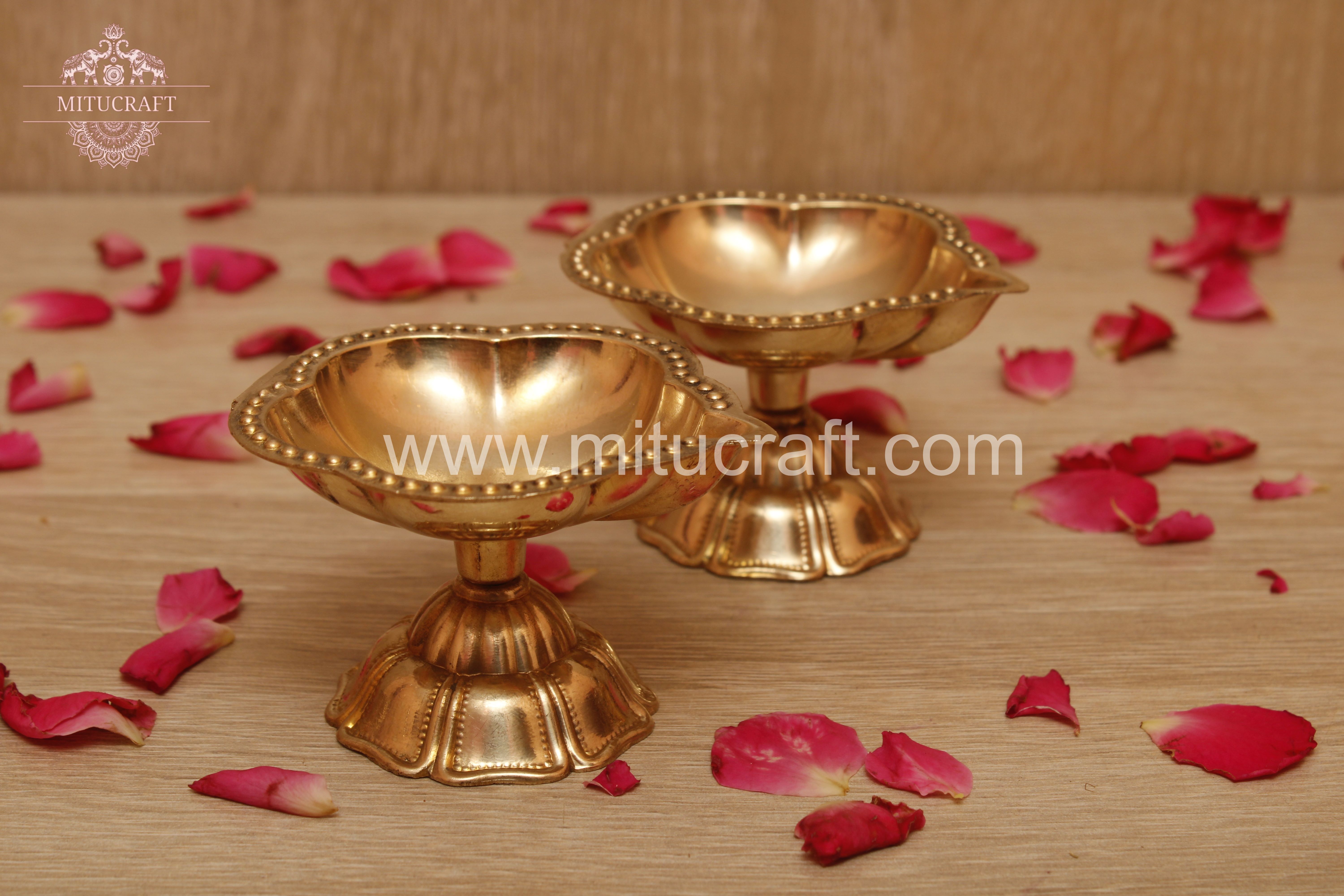 Brass Single Face Deepam - Mitucraft.com